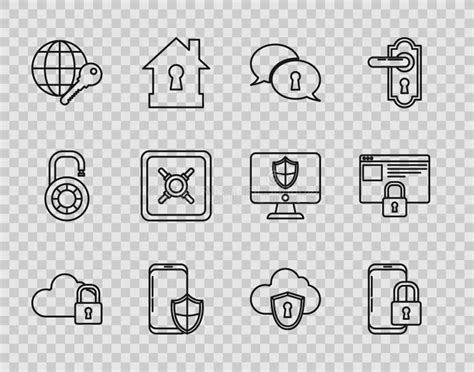 Padlock Protection And Security Vector Icons Set Cyber Computer Network Business Data