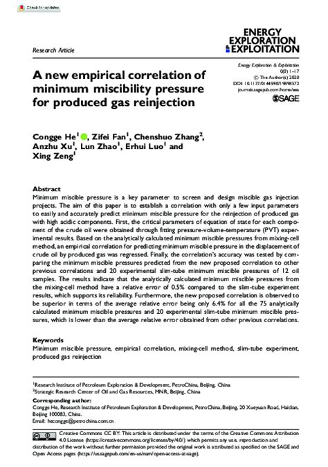 Pdf A New Empirical Correlation Of Minimum Miscibility Pressure For Produced Gas Reinjection