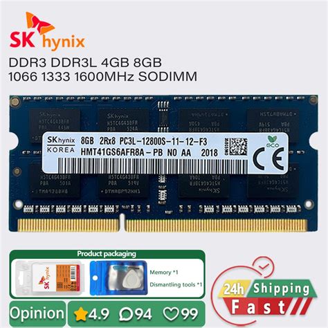 Sk Hynix Ddr3 Ddr3l 4gb 8gb 1600 1333 1066 Mhz หน่วยความจําแล็ปท็อป Sodimm Ram Pc3 Pc3l Shopee