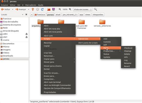Linuxnomicro Nautilus Scripts Subversion Utililizando Um Cliente Svn Diretamente No Nautilus
