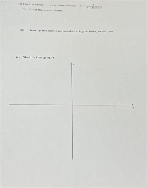 solved 10 for the conic in polar coordinates r 3−3sin 0 1