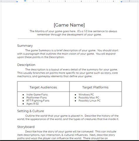 do you use a game design document gdd for your new projects r
