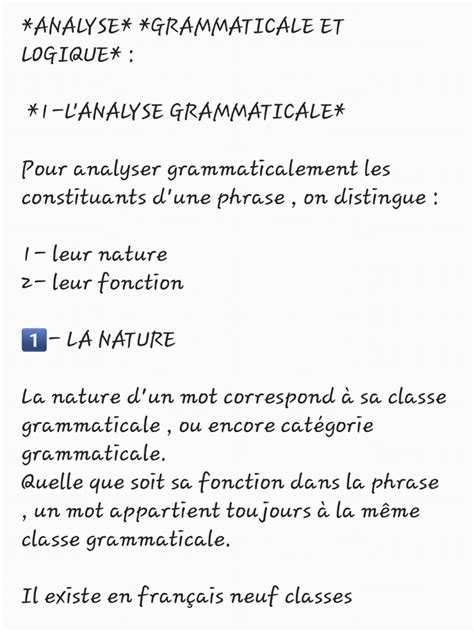 Analyse Grammaticale Pdf