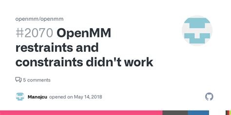 Openmm Restraints And Constraints Didnt Work · Issue 2070 · Openmm
