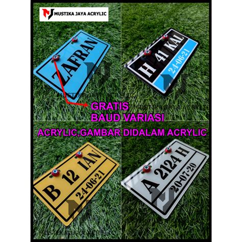 Jual Plat Nomor Sepeda Listrik Custom Bahan Acrylic Baud Variasi Universal Cocok Untuk Semua