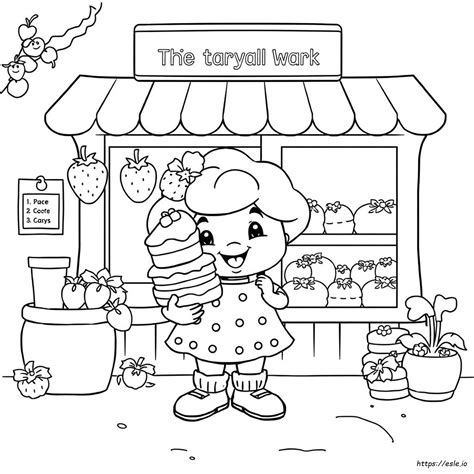 Gambar Mewarnai Strawberry Shortcake Klasik