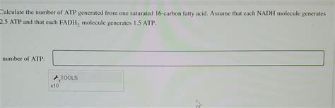 solved calculate the number of atp generated from one