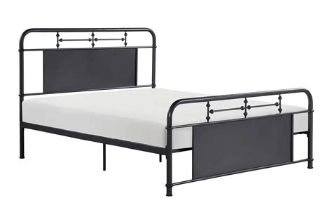 Forge Black Silver Queen Metal Platform Bed