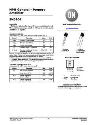 2n3904 Pdf Datasheet And Replacements Transistor Equivalent Finder