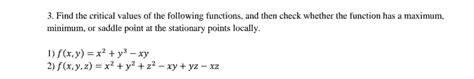Solved Find The Critical Values Of The Following Functions