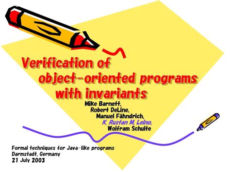 Ppt Verification Of Object Oriented Programs With Invariants