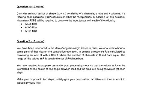 Solved Question 1 10 Marks Consider An Input Tensor Of Chegg Com