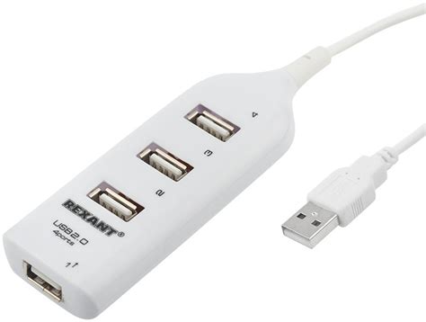 Разветвитель USB 2.0 REXANT на 4порта белый 18-4105-1 — купить по ...