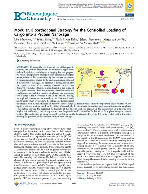 Pdf Modular Bioorthogonal Strategy For The Controlled Loading Of