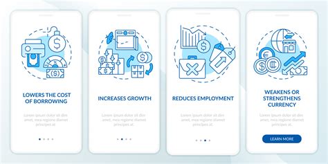 Negative Effects Of Inflation Blue Onboarding Mobile App Screen Walkthrough 4 Steps Editable