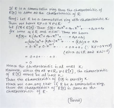 if r is a commutative ring show that the characteristic of r[x] is the