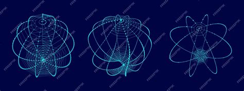 Premium Vector Set Of Abstract Spheres From Points And Lines On A Blue Background Network