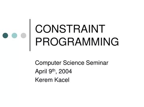 Ppt Constraint Programming Powerpoint Presentation Free Download