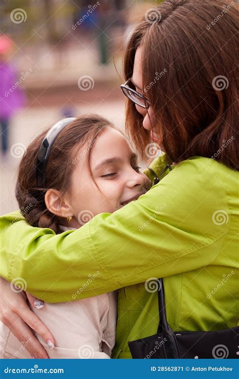 Mom Hugs Her Daughter Stock Image Image Of Embrace Emotions 28562871