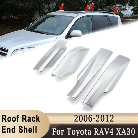 토요타 Rav4 Xa30 2006 2012 용 루프 랙 쉘 보호 커버 전면 후면 블랙 루프 러기지 바 레일 엔드 교체 4 개