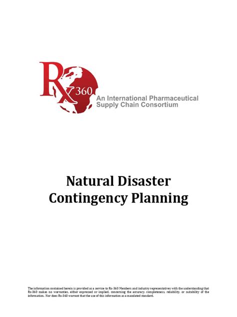 Rx 360 Natural Disaster Contingency Planning Pdf Emergency