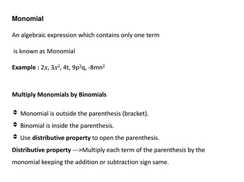PPT Multiplying Monomial With Binomial Step By Step Examples PowerPoint Presentation ID 9610206
