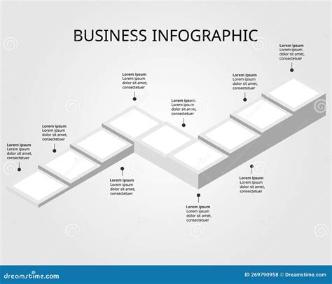 Square Timeline Chart Template For Infographic For Presentation For 9 Element Stock Vector