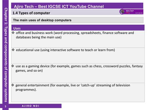Igcse Ict Types And Components Of Computer Systems Types Of Computer Ajiro Tech Part 4 Pdf