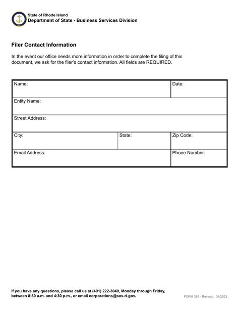 Form 351 Fill Out Sign Online And Download Fillable Pdf Rhode