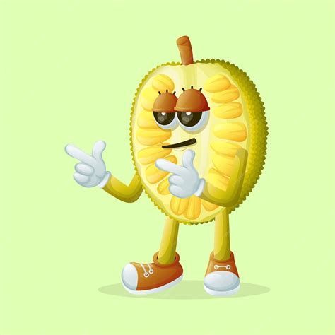 Premium Vector Jackfruit Character With Pointed Hand And Cool