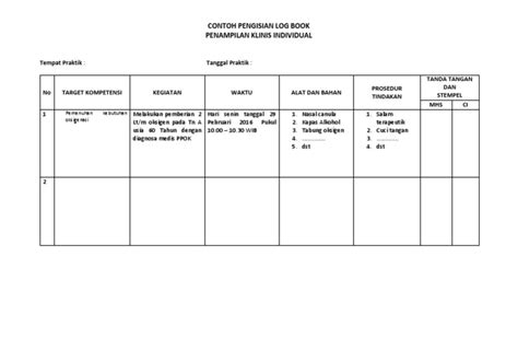 Detail Contoh Log Book Koleksi Nomer 6