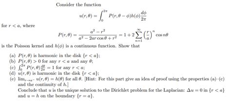 solved consider the function u r θ ∫02πp r θ−ϕ h ϕ 2πdϕ for