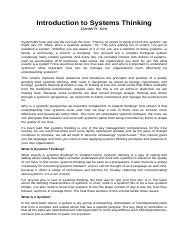 Introduction To Systems Thinking Docx Introduction To Systems Thinking Daniel H Kim System We