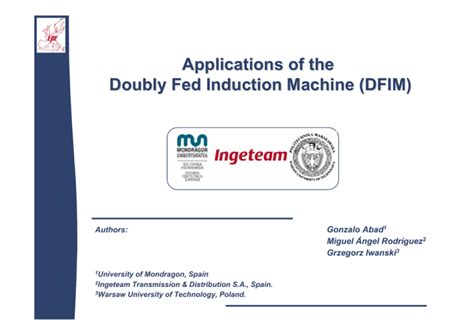 applications of the doubly fed induction machine dfim