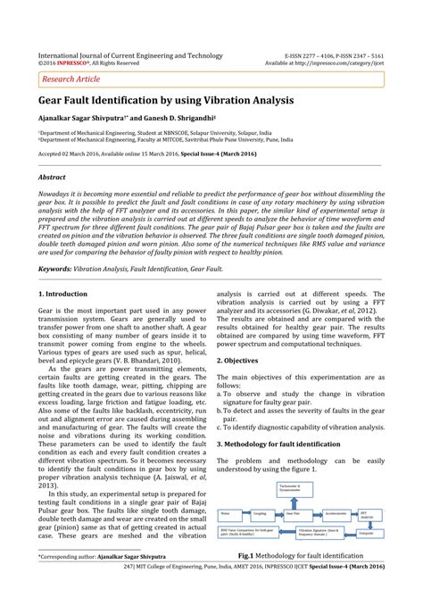 Pdf Gear Fault Identification By Using Vibration Analysis