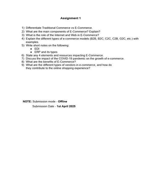 E Commerce Assignment Pdf