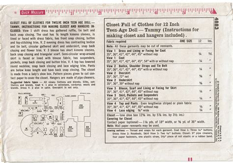 1960s Vintage Simplicity Pattern 4883 Uncut 11in Tammy Doll Clothes