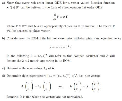 A Show That Every Nth Order Linear Ode For A Vector