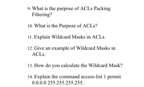 Solved What Is The Purpose Of ACLs Packing Filtering What Chegg Com