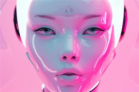 Premium Photo Female Robot Face Artificial Intelligence Concept