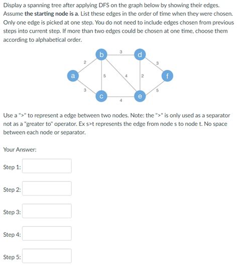 solved display a spanning tree after applying dfs on the