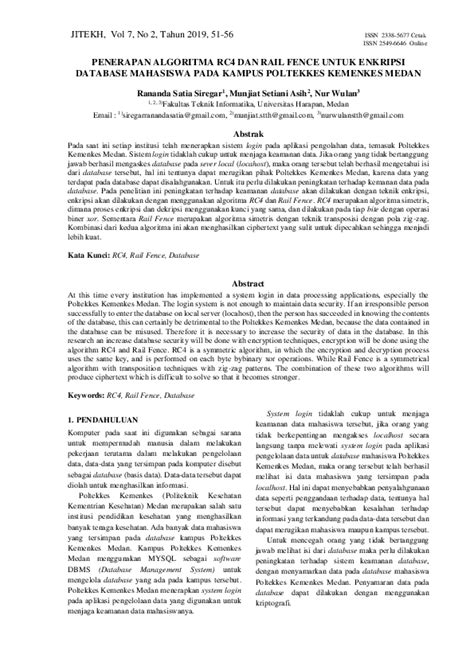 Pdf Penerapan Algoritma Rc4 Dan Rail Fence Untuk Enkripsi Database