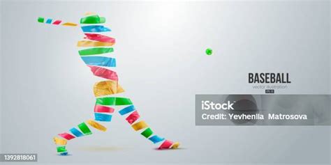 흰색 배경에 야구 선수의 추상적인 실루엣 야구 선수 타자가 공을 친다 벡터 일러스트 레이 션 3차원 형태에 대한 스톡 벡터 아트 및 기타 이미지 Istock