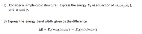 Solved C Consider A Simple Cubic Structure Express The Chegg Com