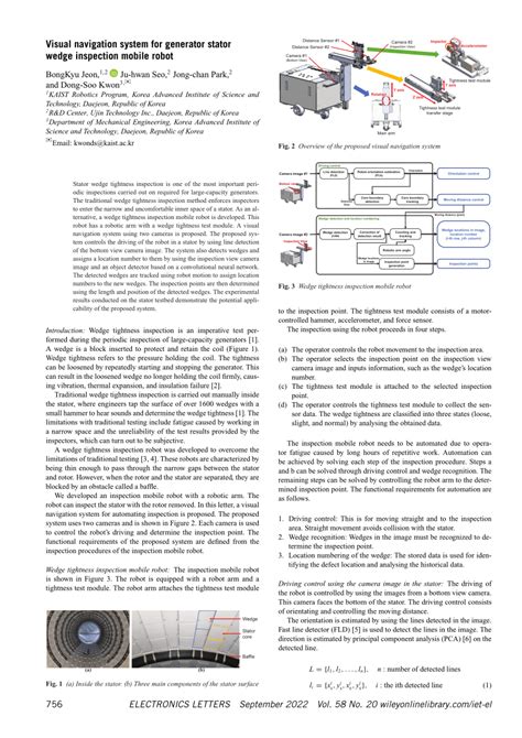 Pdf Visual Navigation System For Generator Stator Wedge Inspection Mobile Robot