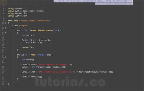 Funciones VisualStudio C Funcion Factorial No Recursiva Tutorias Co