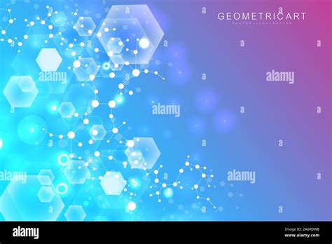 Science Network Pattern Connecting Lines And Dots Technology Hexagons Structure Or Molecular