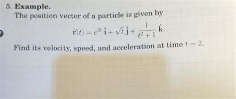 Solved Example The Position Vector Of A Particle Is Chegg