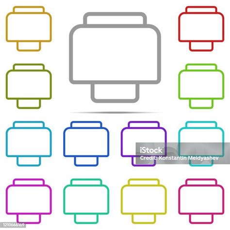 여러 가지 색상의 프린터 아이콘입니다 웹의 간단한 개요 벡터 Ui 및 Ux 웹 사이트 또는 모바일 응용 프로그램에 대한 최소 세트 0명에 대한 스톡 벡터 아트 및 기타