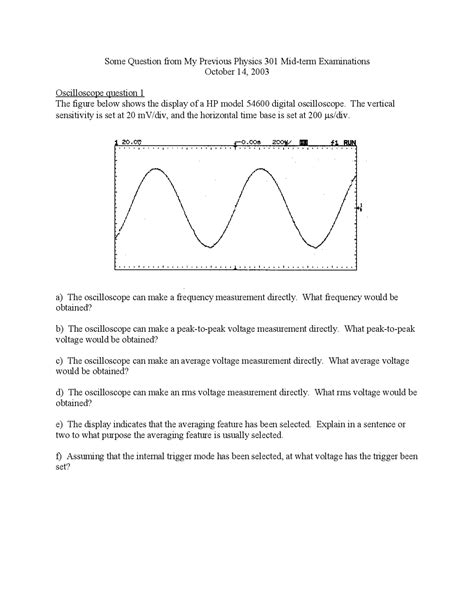 Review Questions For Midterm Exam Classical Physics Lab Phys 401 Docsity